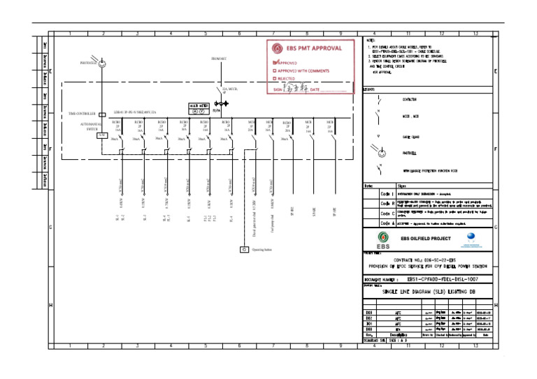 EBS1-CPFA00-FDEL-DISL-1007-D03 Single Line Diagram of Lighting DB AP | PDF