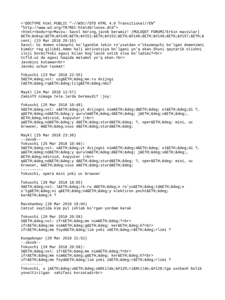Savol Bering Javob Beramiz! | PDF | Operating System Technology | Computing