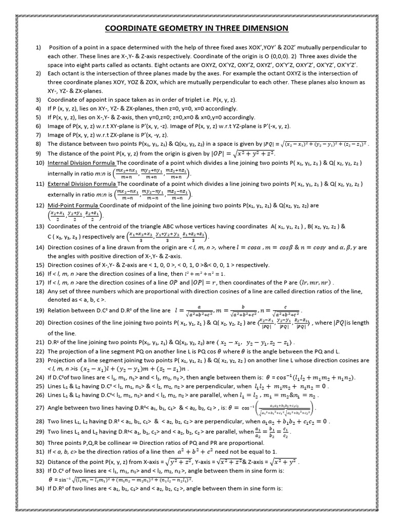 Coordinate Geometry 3d (Mc) (1) | PDF | Cartesian Coordinate System ...