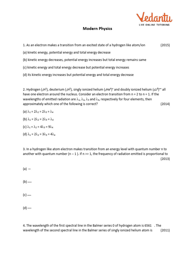 Advanced Physics Exam Prep | PDF | Photoelectric Effect | Radioactive Decay
