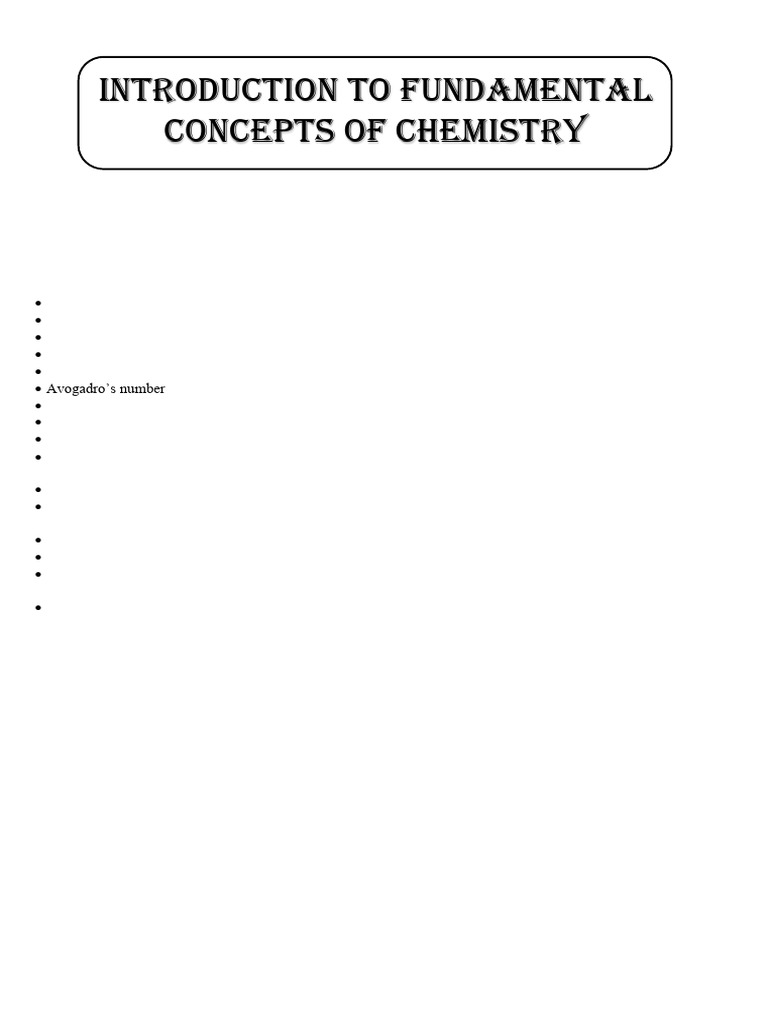 01-Introduction To Fundamental Concepts of Chemistry | PDF ...