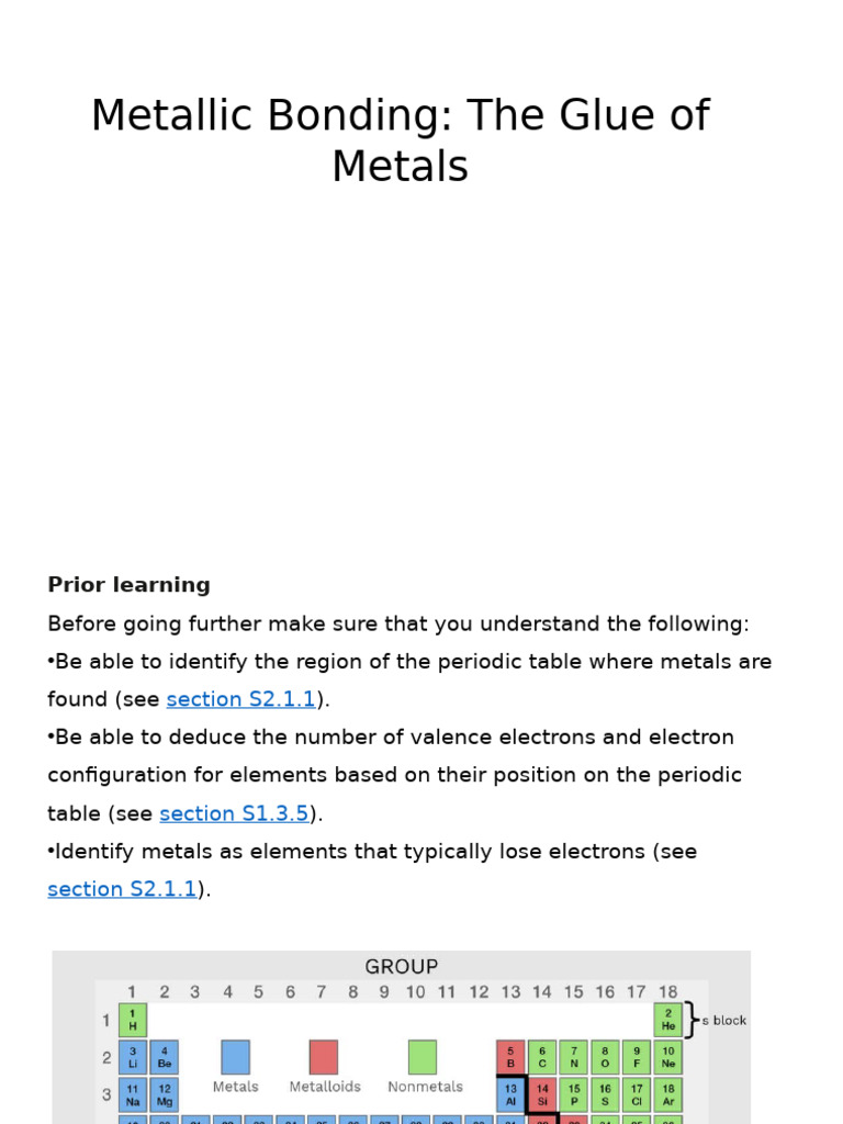 Understanding Metallic Bonding in Metals | PDF | Polymers | Chemical Bond