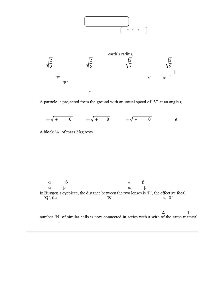 KLEE 2024 Physics Question Paper Set 1 | PDF | Force | Sound
