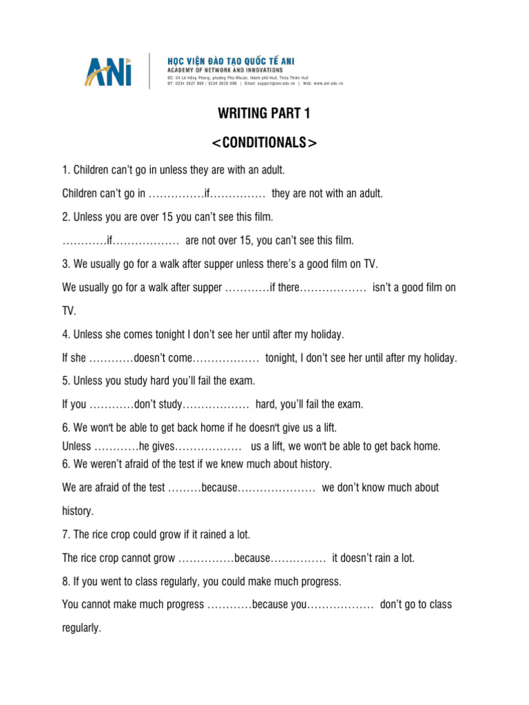 B1 - WT1 - Conditionals - Key | PDF