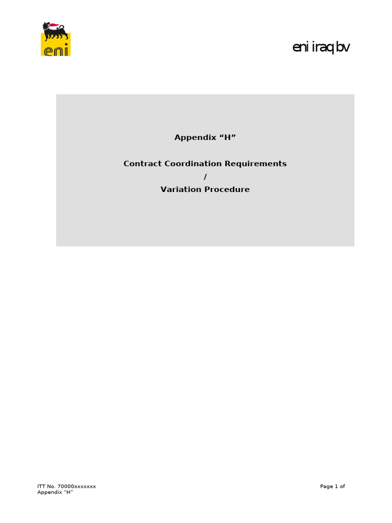 5.11 Appendix H - Contract Coordination Requirements | PDF | Real Estate Appraisal | Prices