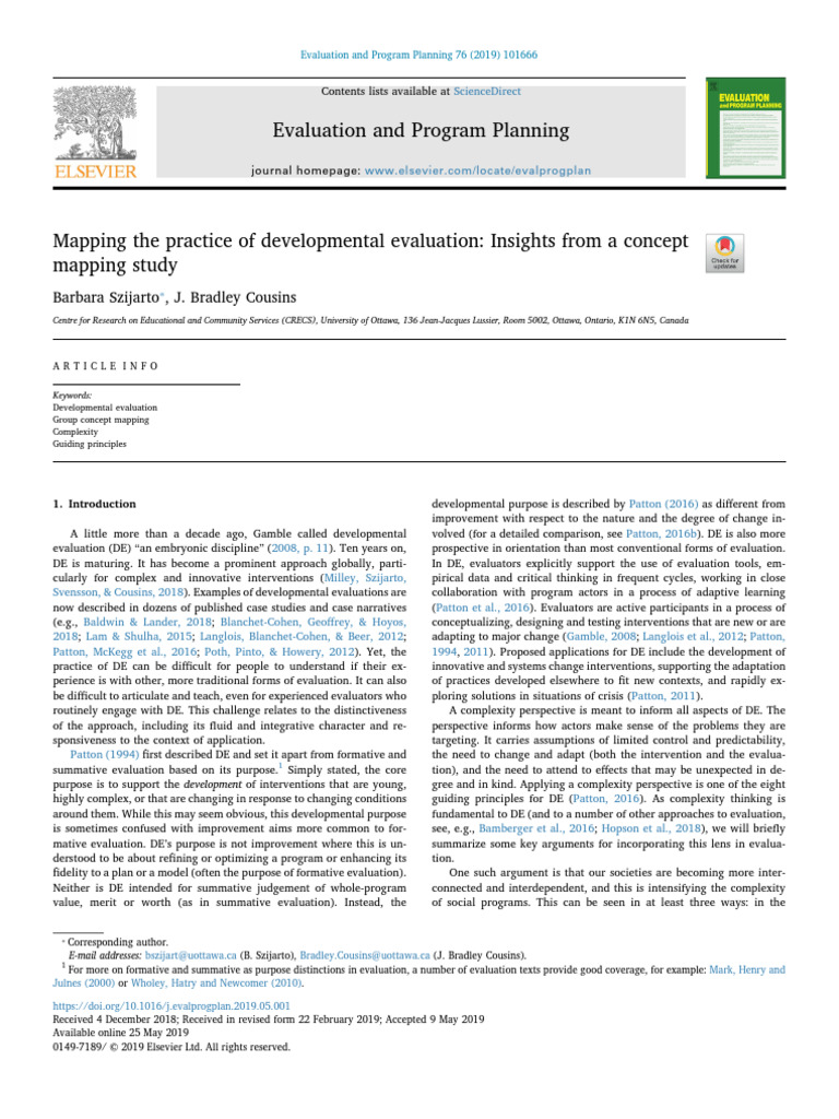 Mapping The Practice of Developmental Evaluation - Insights From A ...