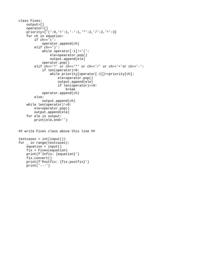 infix to post fix | PDF