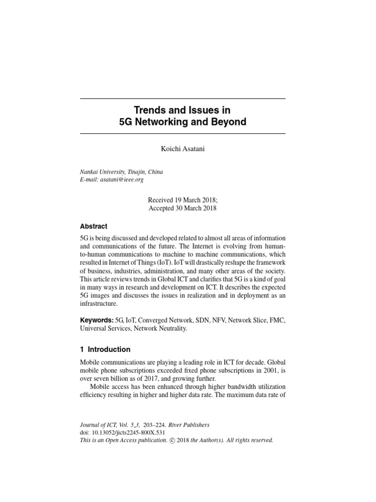 5G Networking Trends and Challenges | PDF | Computer Network | Internet ...