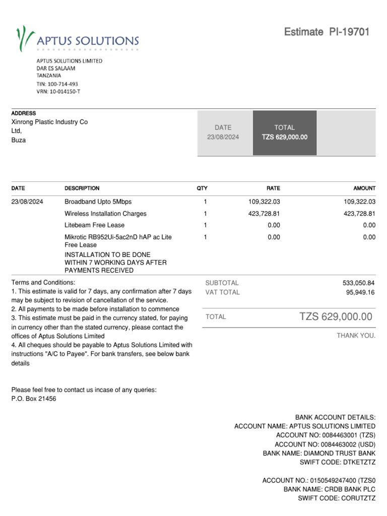 Estimate PI 19701 | PDF | Banks | Banking