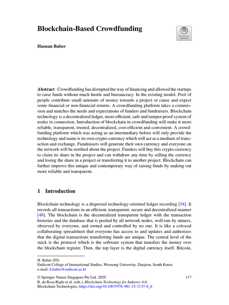 Blockchain-Based Crowdfunding | PDF