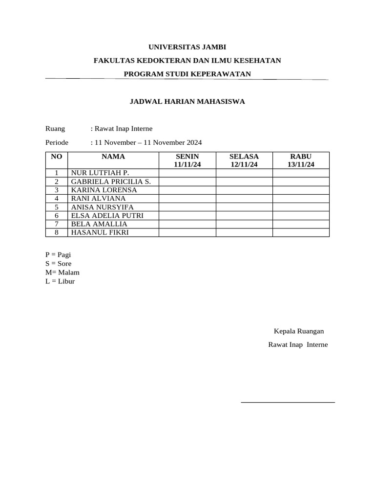 Jadwal Shift | PDF