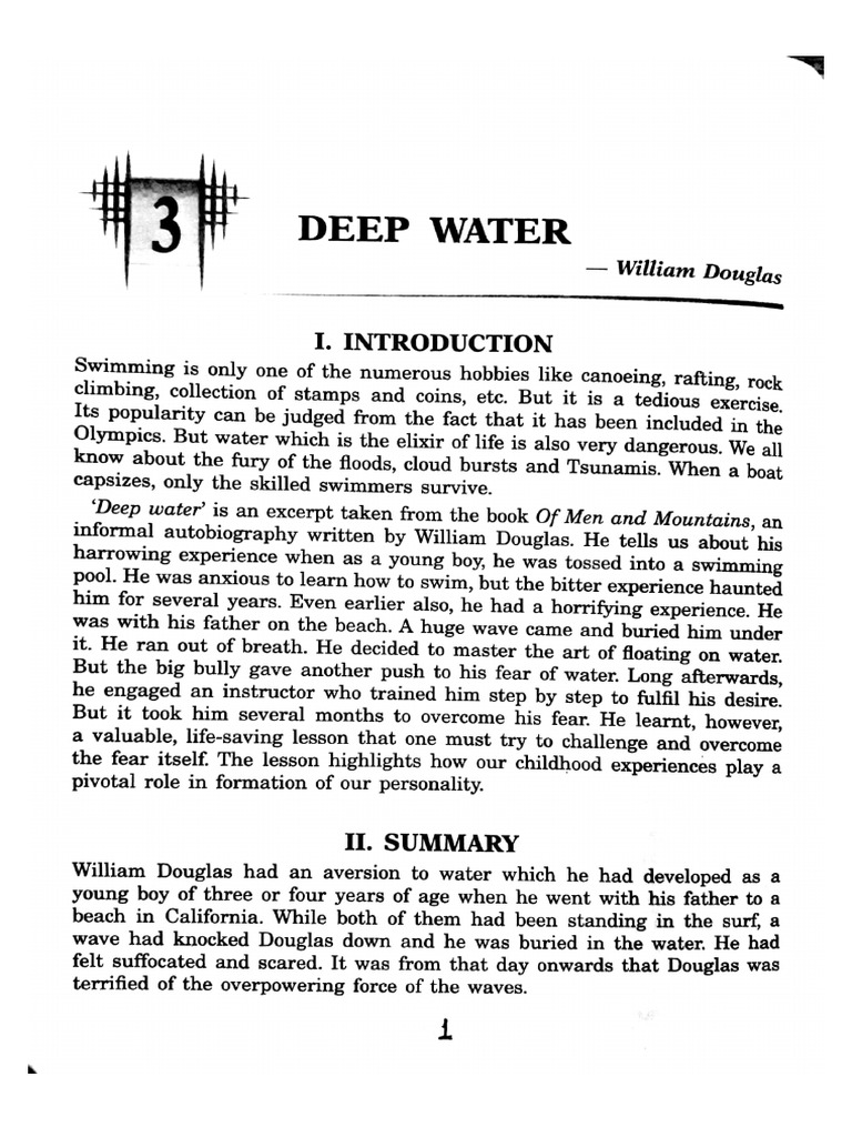 Deep Water (Class 12) | PDF