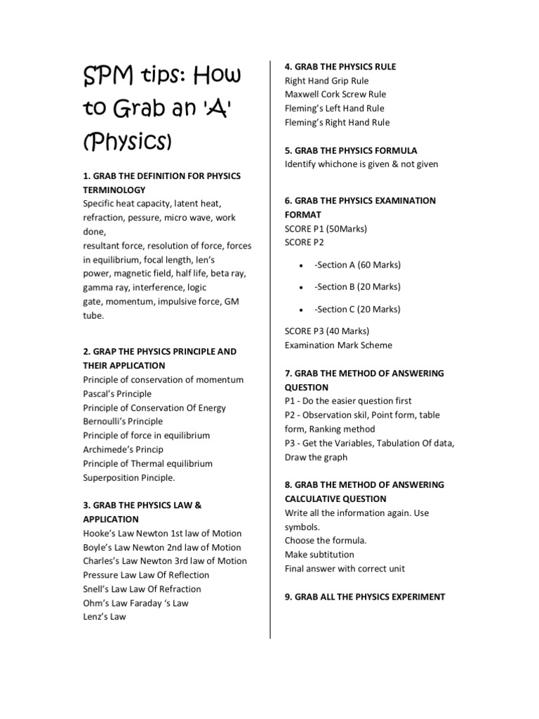 SPM Tips Physic | PDF