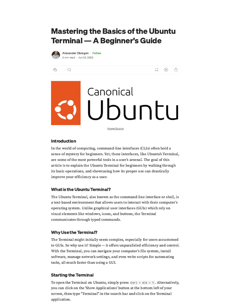 Ubuntu Terminal Basics - A Beginner's Guide - Medium | PDF | Computer ...