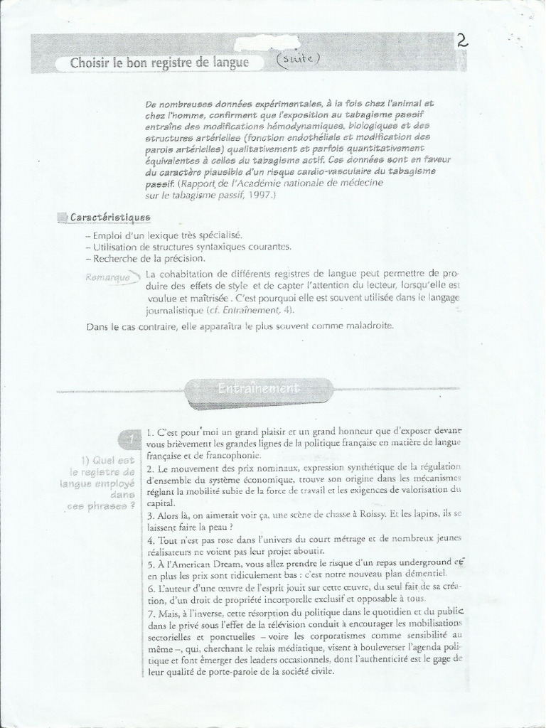 Les Registres de Langues 2 | PDF