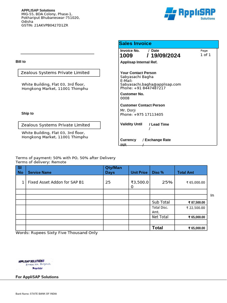 Invoice 1009 | PDF | Currency | Private Sector