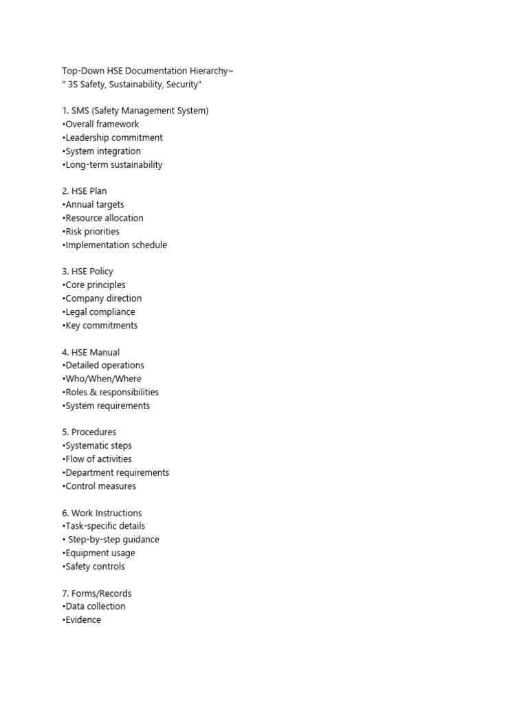 HSE Documentation Hierarchy Overview | PDF