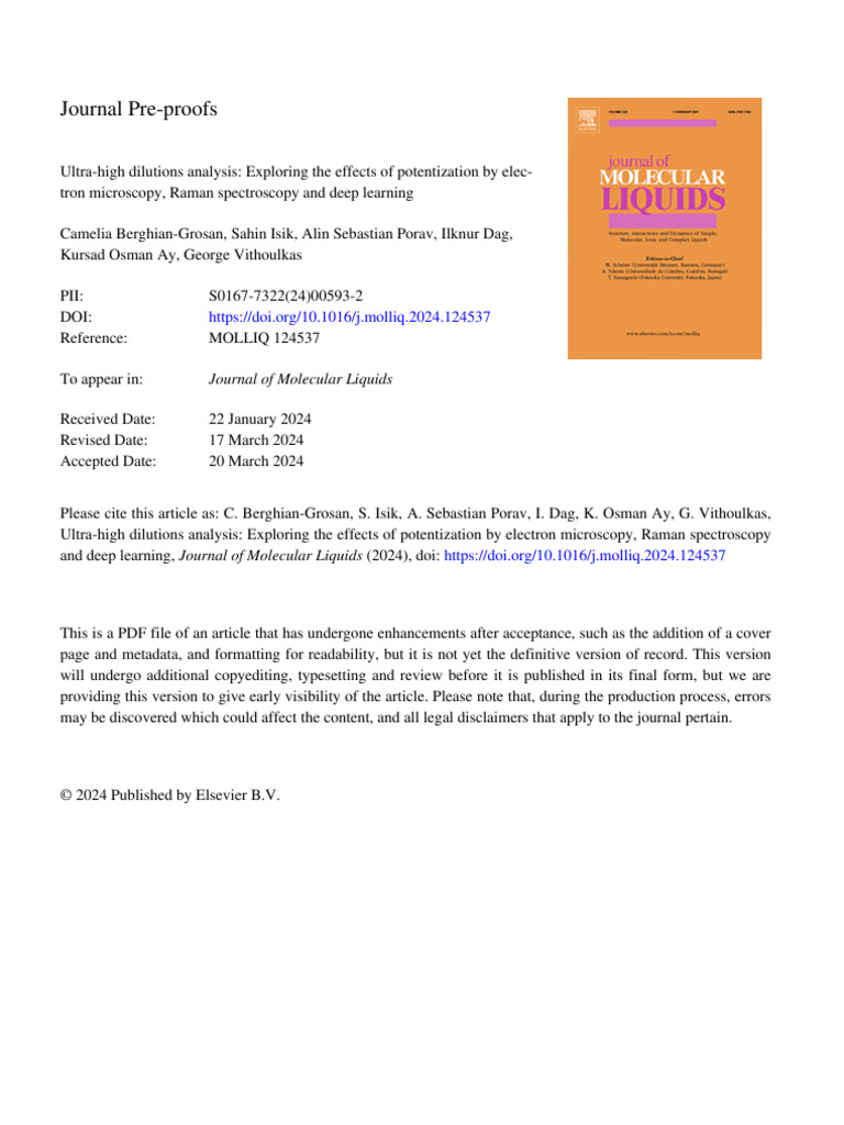 Ultra-High Dilutions: Potentization Analysis | PDF | Machine Learning | Artificial Neural Network