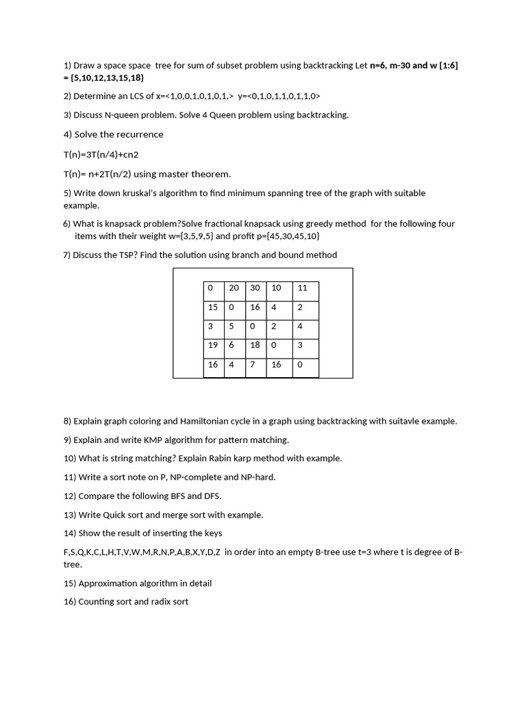 Important Questions of DAA | PDF