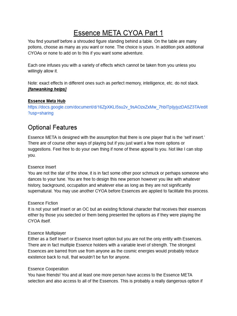 Essence Meta Cyoa Part 1 | PDF | Demons | Hell