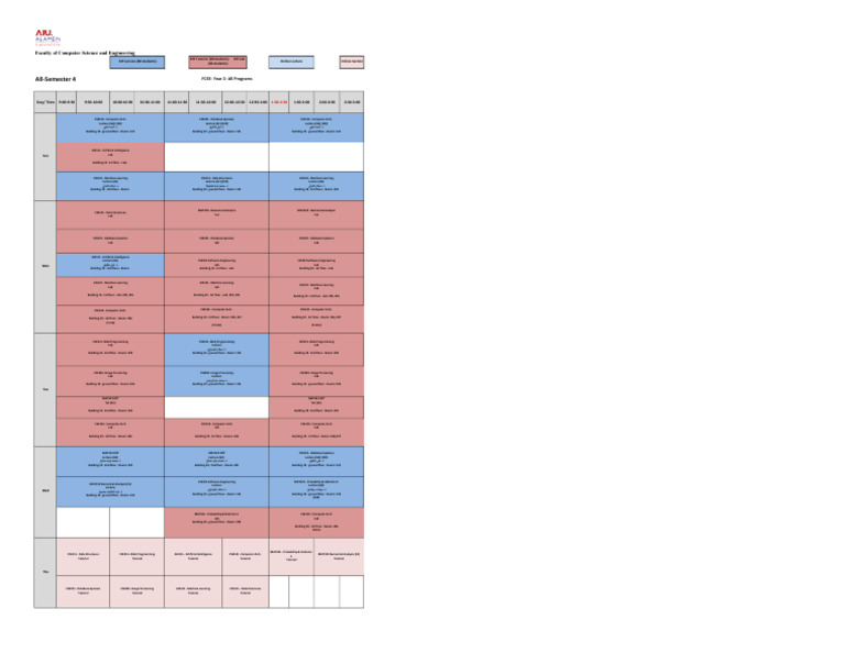 FCSE Semester 4 Class Schedule | PDF | Information Technology ...