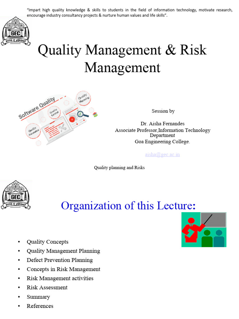 Lecture 15 Quality Risk Management | PDF | Risk Management | Risk