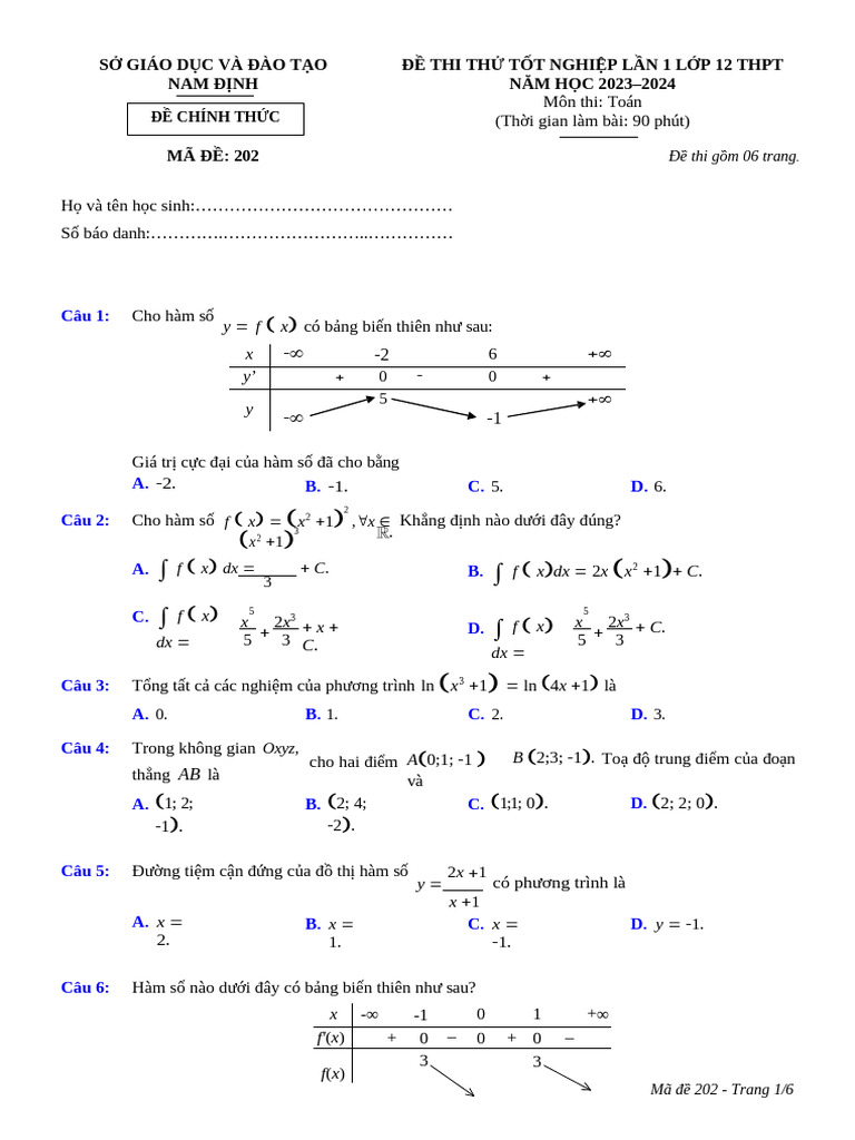 de-thi-thu-tot-nghiep-thpt-2024-mon-toan-lan-1-so-gddt-nam-dinh | PDF