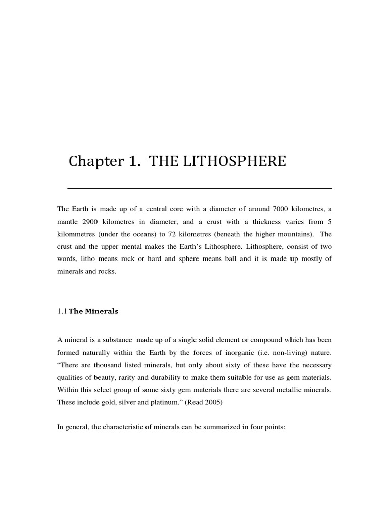 Chapter_1 Lithosphere | PDF | Minerals | Density