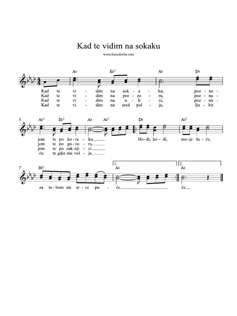 Kad Te Vidim Na Sokaku - Partitur-Ab | PDF