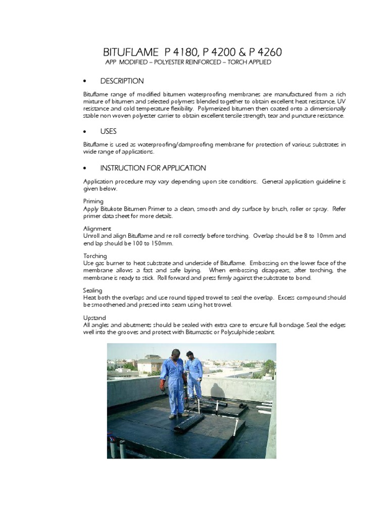 Technical Data Sheet for Bituflame P 4180, P 4200 & P 4260 Modified ...