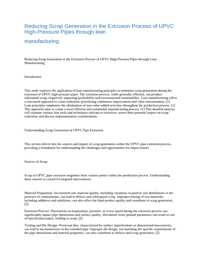 Reducing Scrap Generation in The Extrusion Process | PDF | Waste ...