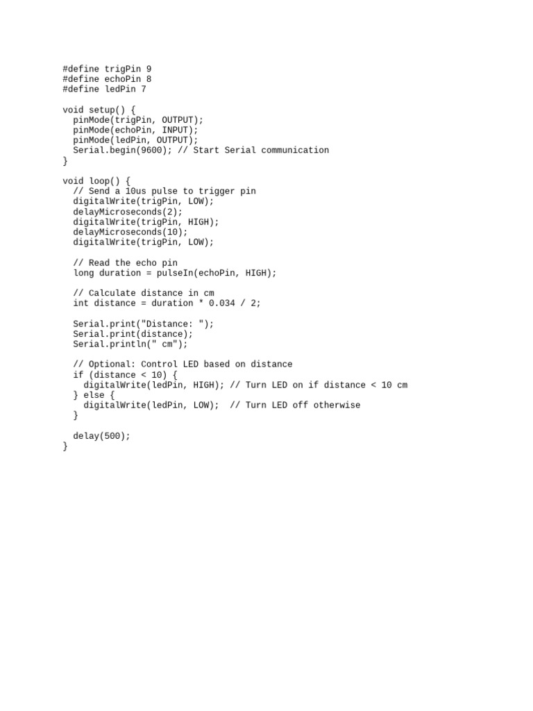 Define TrigPin 9.Docx.arduINO | PDF Define TrigPin 9.Docx.arduINO | PDF