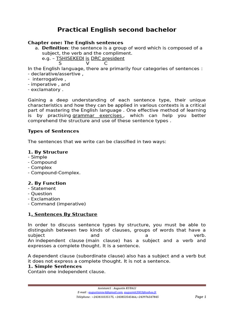 Practical English Second Bachelor | PDF | Bracket | Sentence (Linguistics)