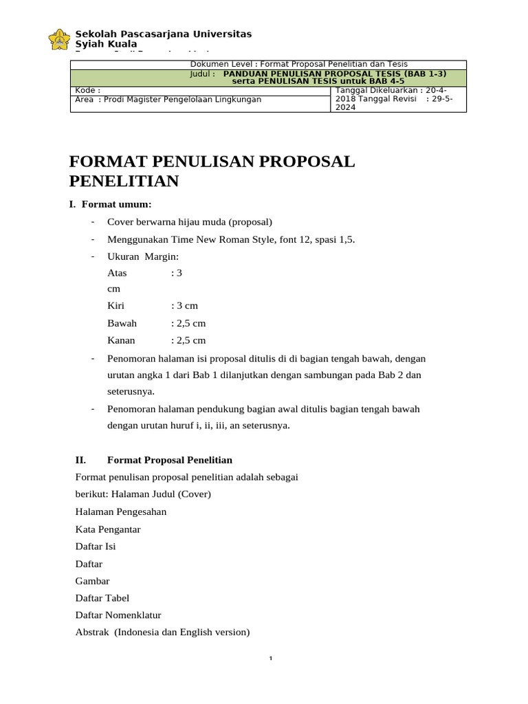 Panduan Proposal Tesis Dan Tesis MPL - Revisi Mei 2024 | PDF