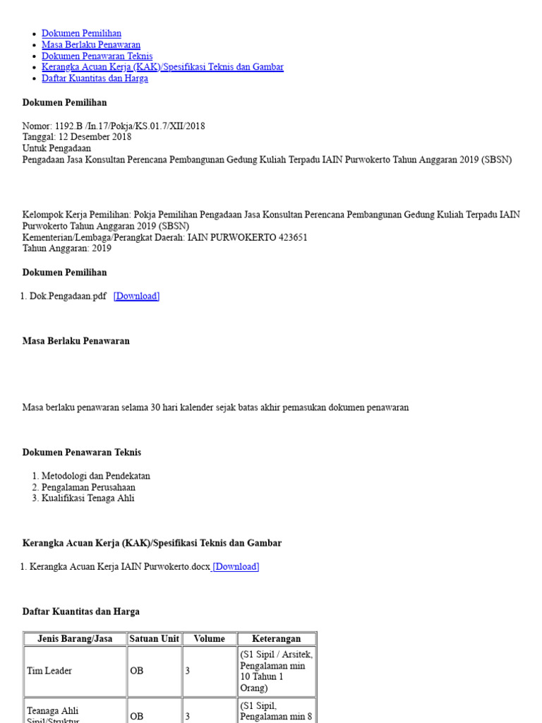 Dokumen Pemilihan IAIN | PDF