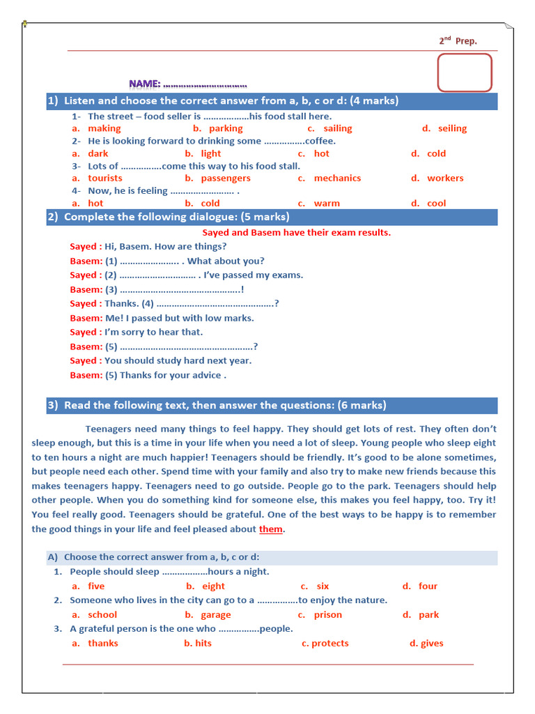 Final Exam Answers for Mr. Hassel | PDF