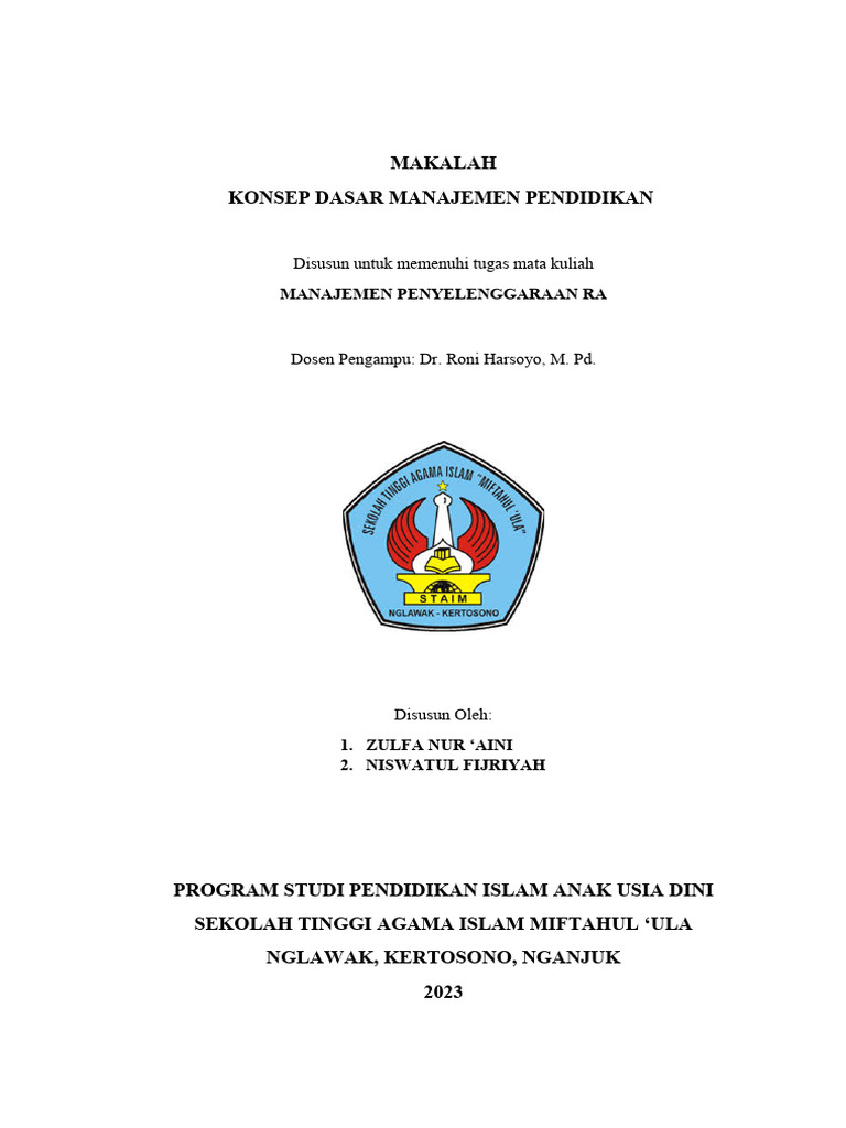 Konsep Dasar Manajemen Pendidikan Pdf