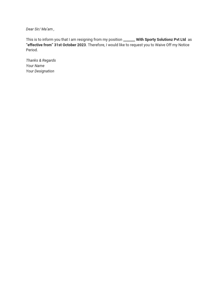 Resignation Email Template | PDF