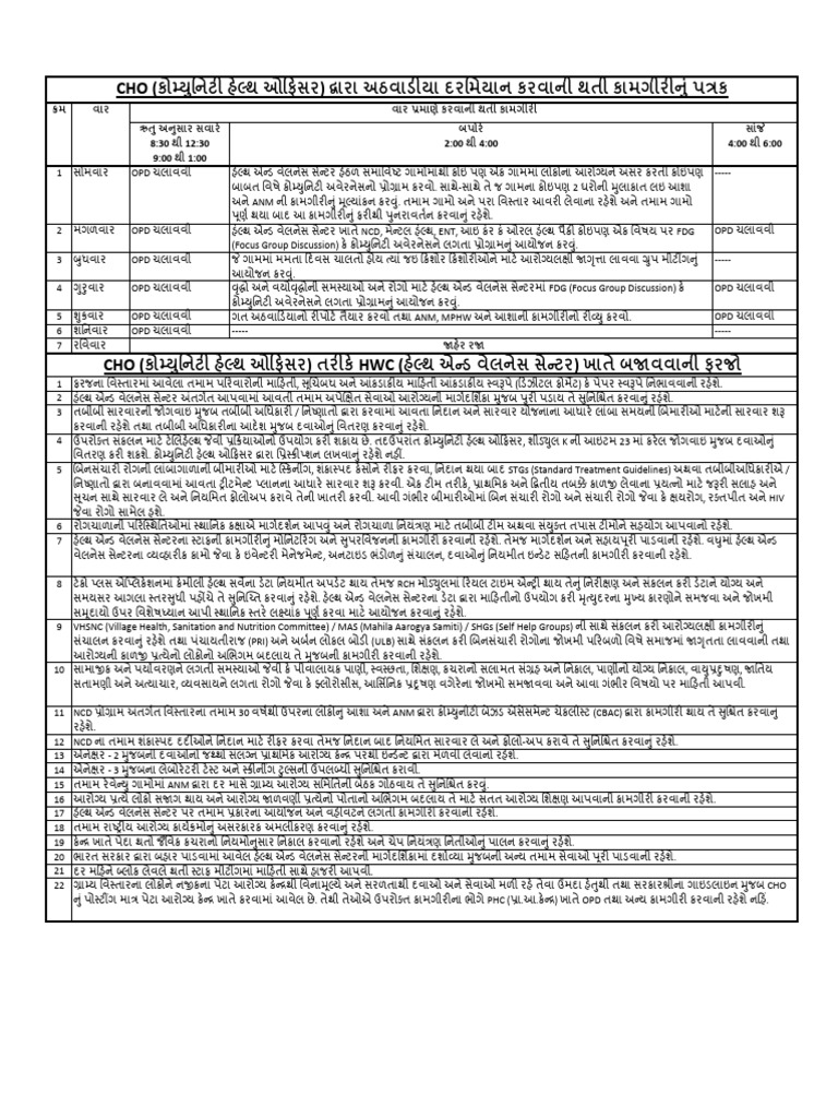 CHO Job Chart | PDF