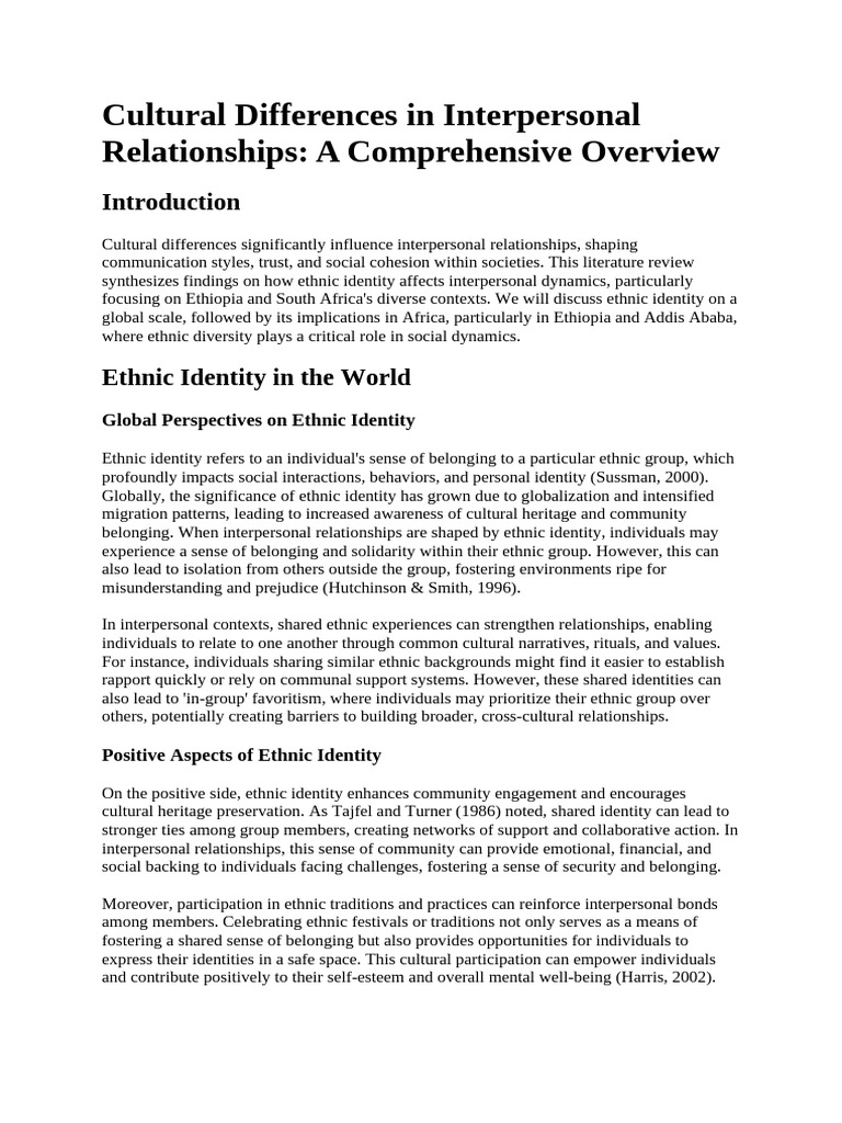 Cultural Differences in Interpersonal Relationships | PDF | Identity ...