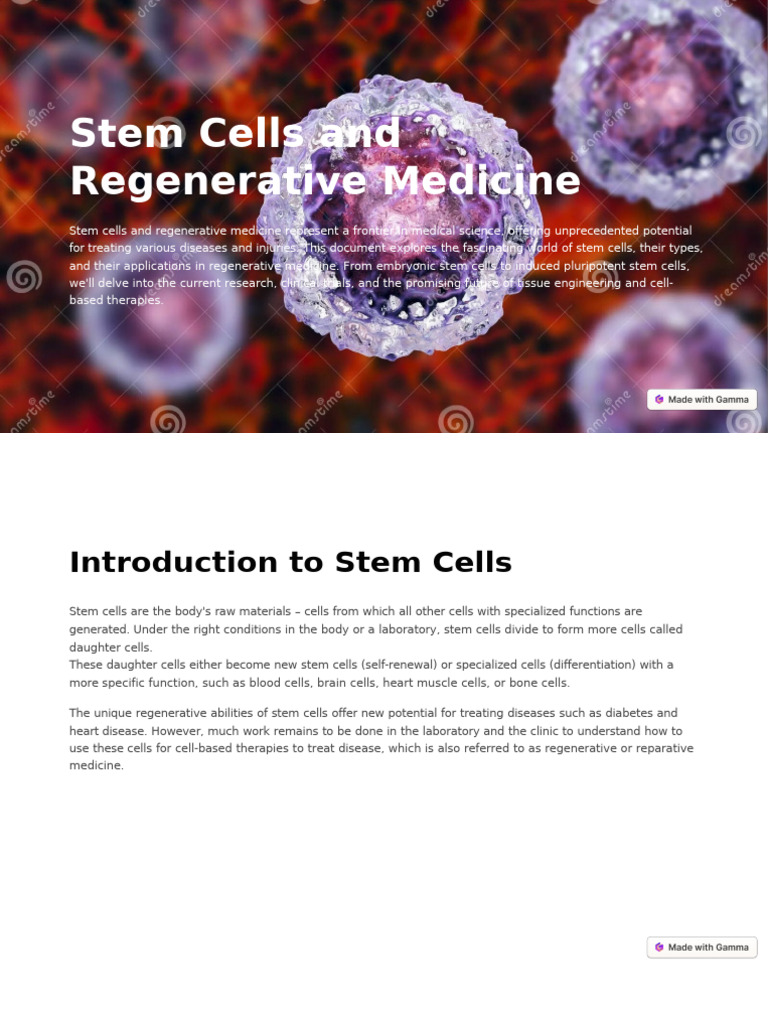 Stem Cells and Regenerative Medicine | PDF