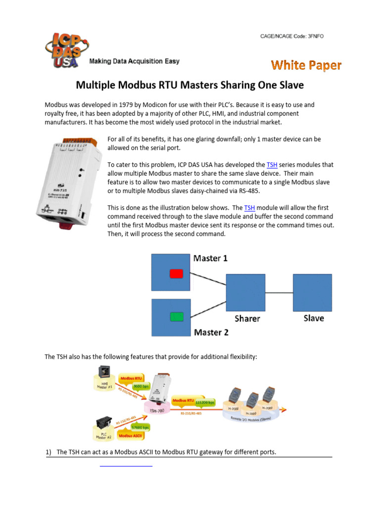 WhitePaper-Multiple-Modbus-RTU-Masters-Sharing-One-Slave | PDF