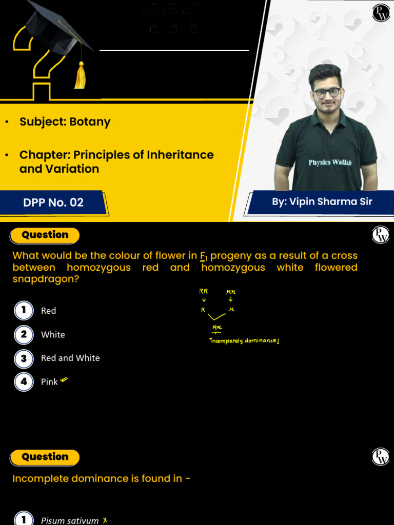Principles of Inheritance and Variation : DPP Notes || Lakshya NEET ... Principles of Inheritance and Variation : DPP Notes || Lakshya NEET ...