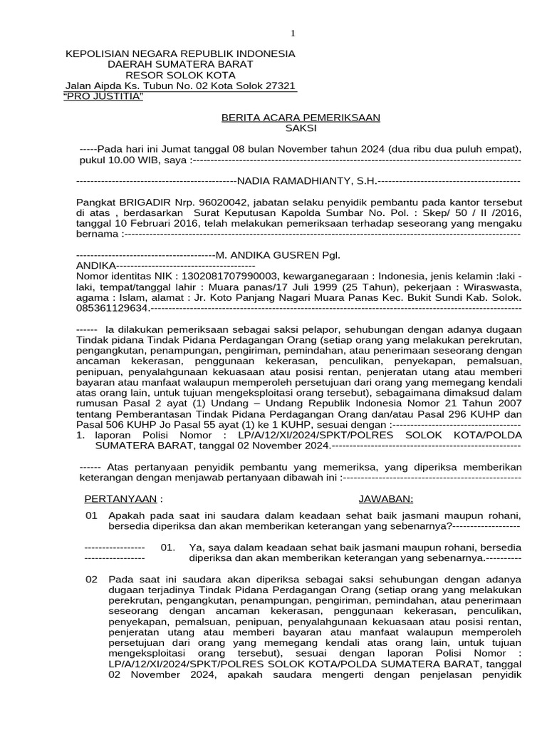 BAP SAKSI ANDIKA | PDF