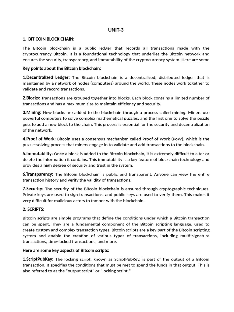 BCT Unit 3 | PDF | Bitcoin | Cryptocurrency