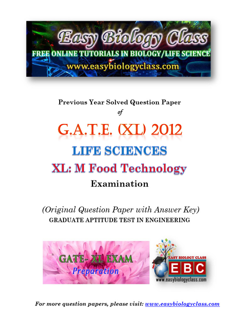 GATE XL 2012 Food Technology Paper | PDF | Taste | Lactobacillus