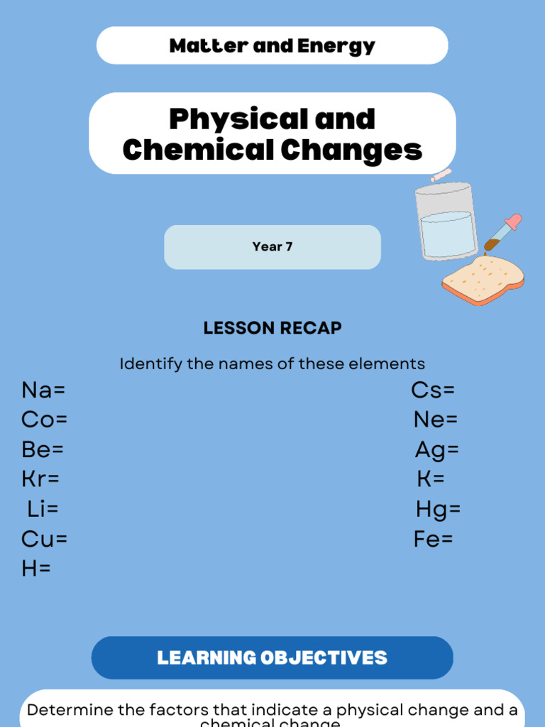 Physical vs Chemical Changes in Matter | PDF | Chemical Substances ...