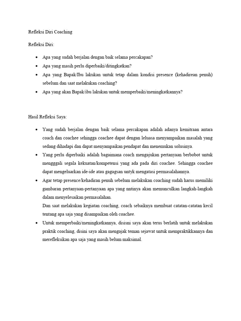 Refleksi Diri Coaching | PDF