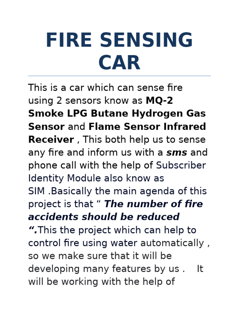 Fire Sensing Car | PDF