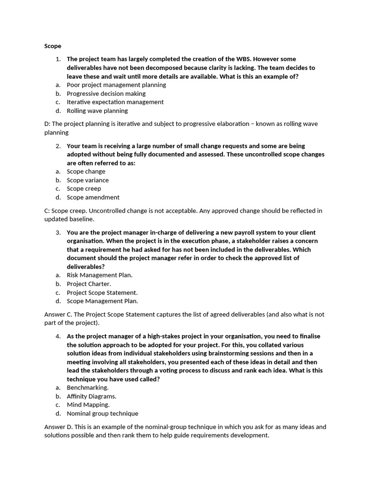 Questions Scope Answers | PDF